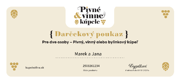 Darčekový poukaz pre 2 osoby :: Pivné vinné kůpele